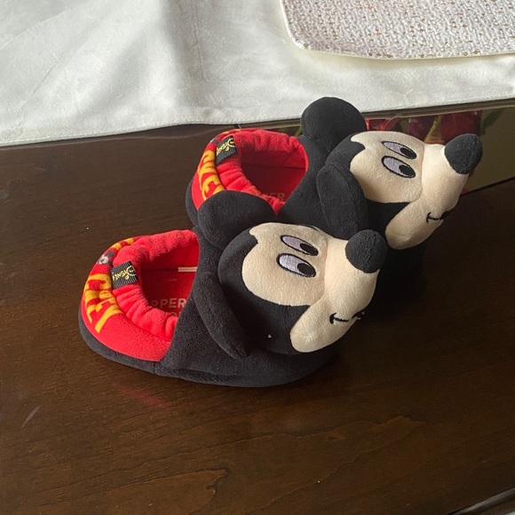 Disney | Shoes | Disney Mickey Mouse Kids Slippers Black And Cream ...